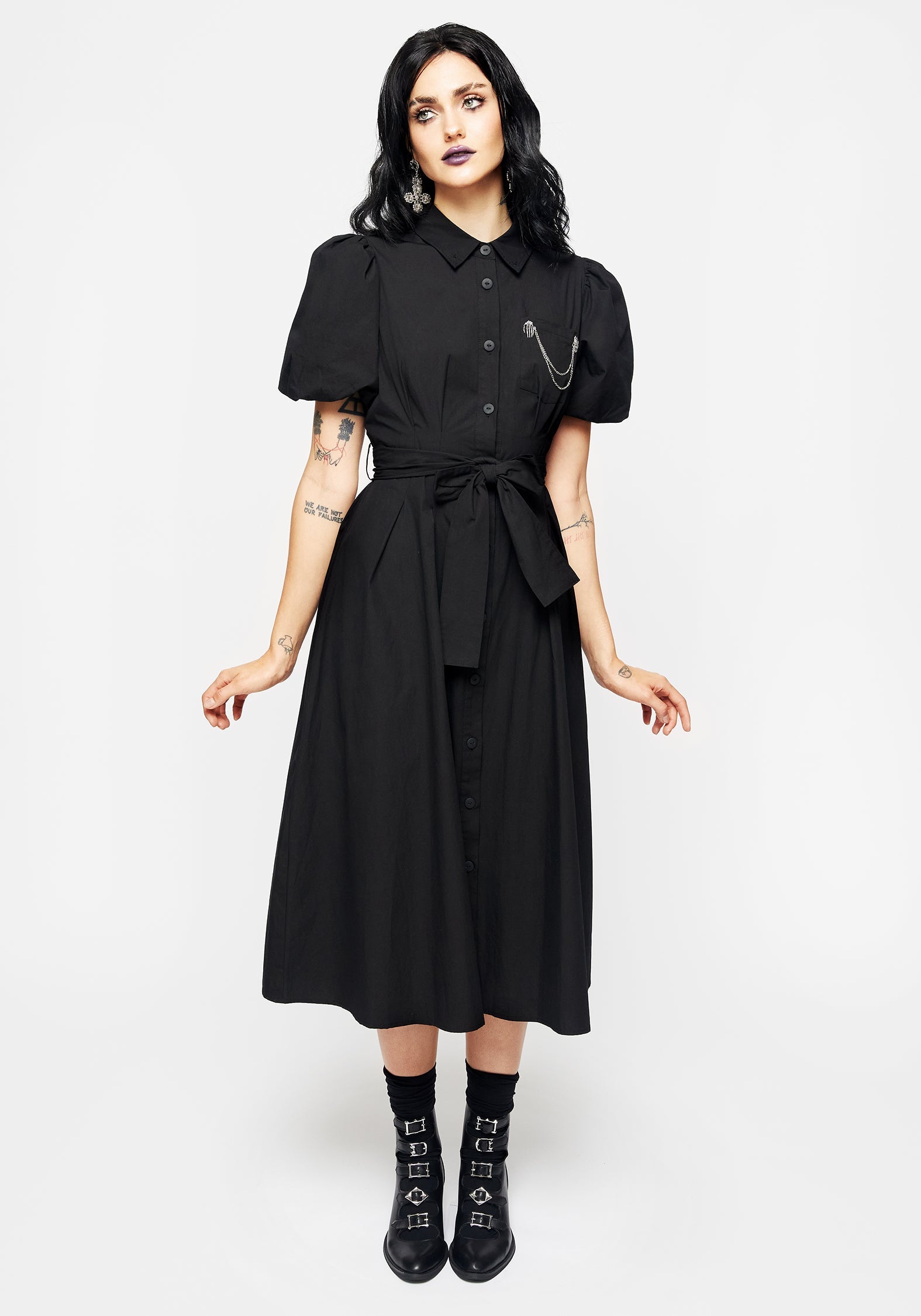 Disturbia | Skeleton Collar Midi Shirt Dress | Dresses