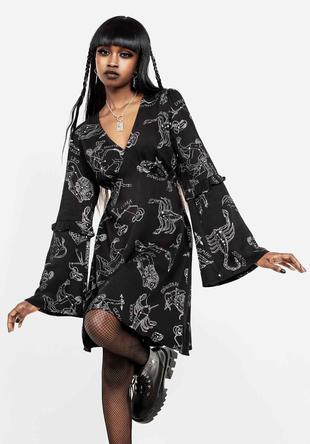 Zodiac Flare Sleeve Mini Dress – Disturbia