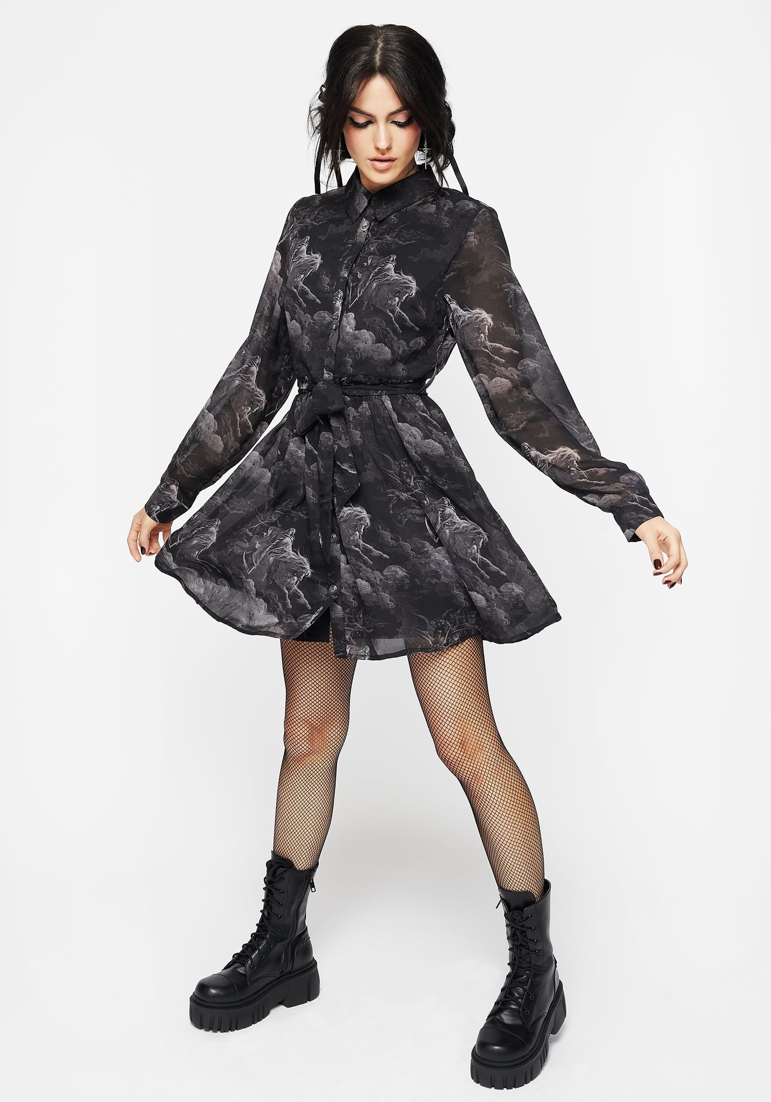 Revelation Chiffon Mini Shirt Dress – Disturbia