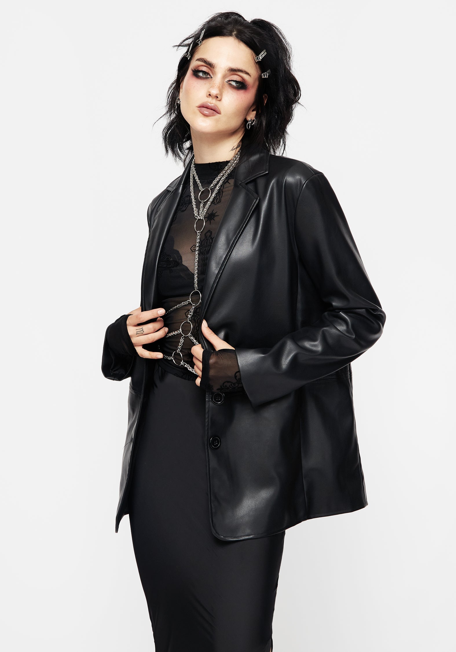 Disturbia | Oracle Faux Leather Blazer | Jackets