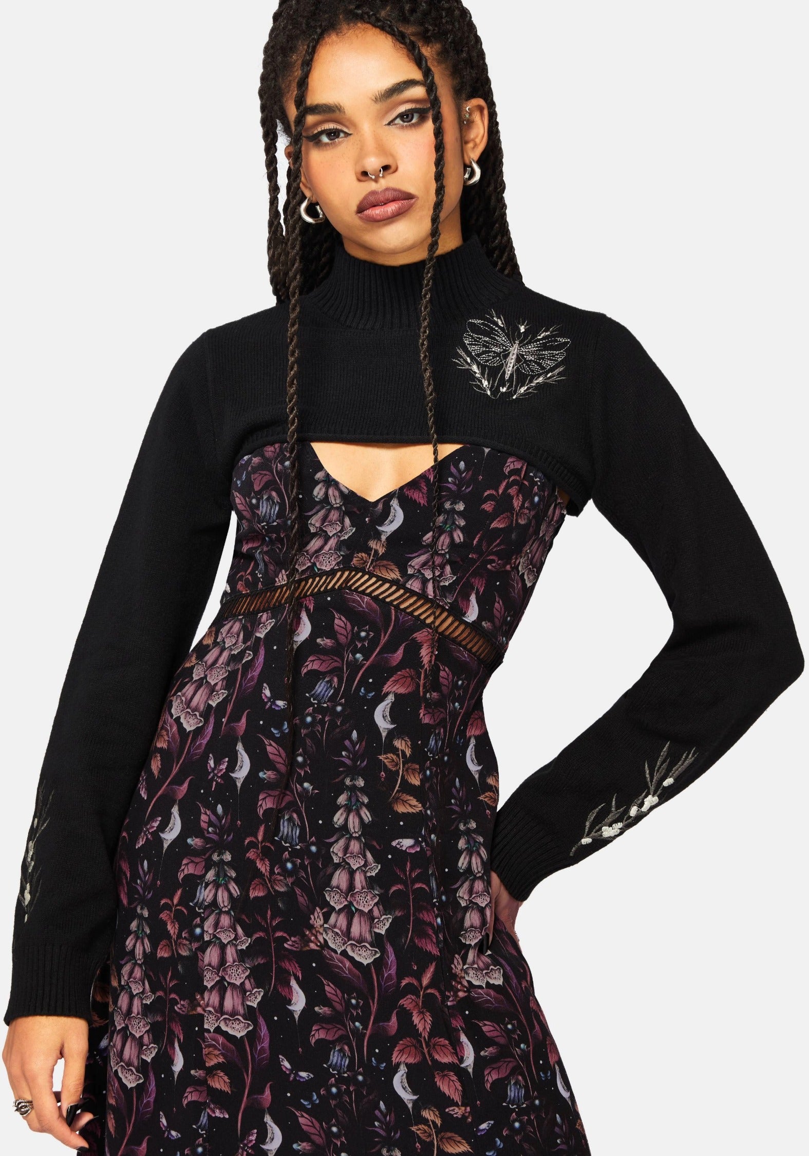 Griffinfly Embroidered Extreme Crop Knit Jumper – Disturbia