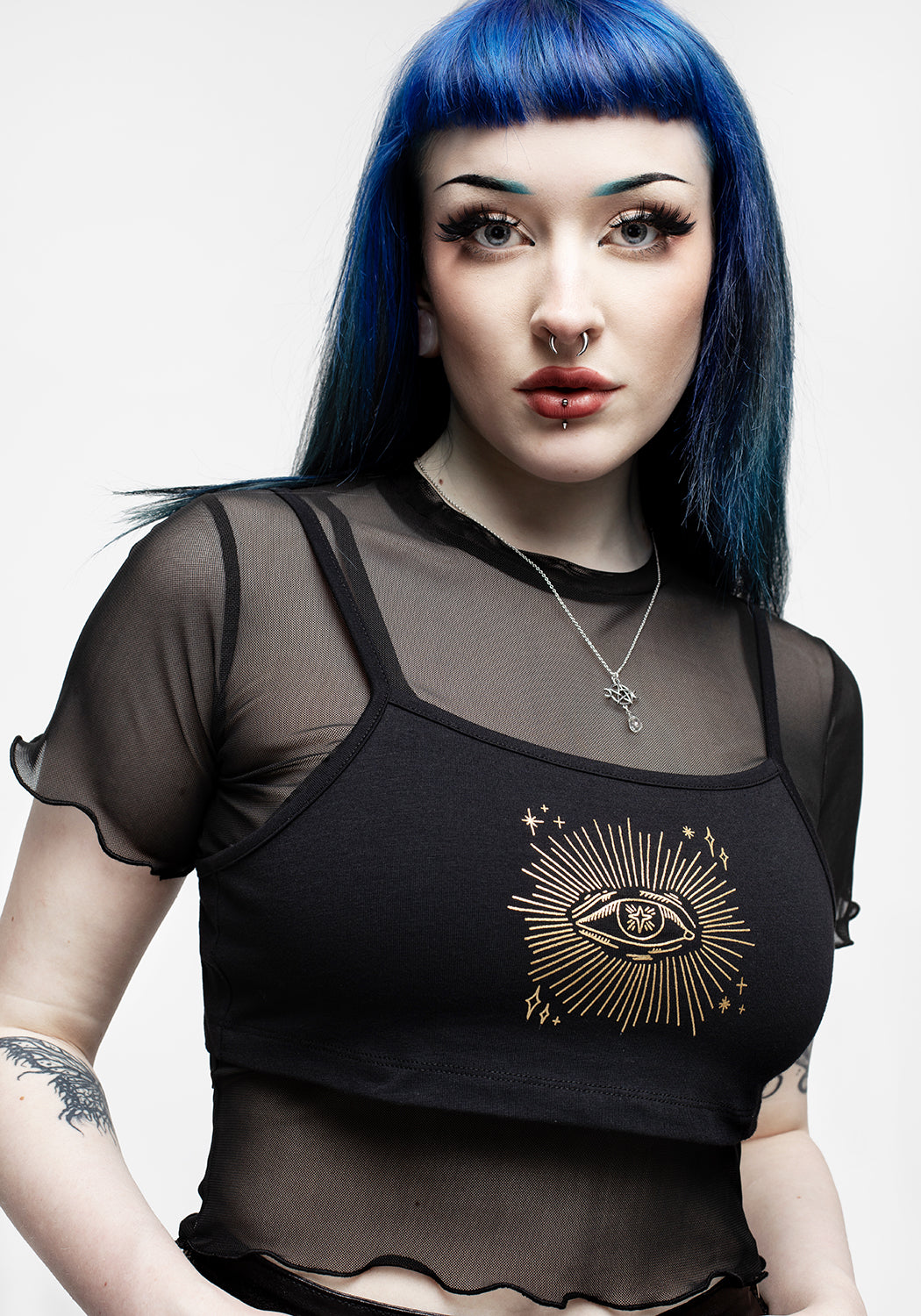 Disturbia | All-Seeing Eye Crop Tee and Vest | Tops