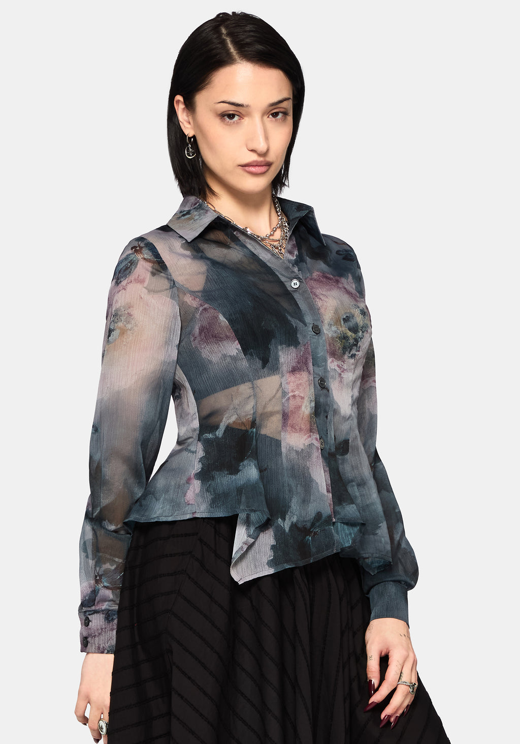 Ophelie Chiffon Printed Cinch Shirt – Disturbia