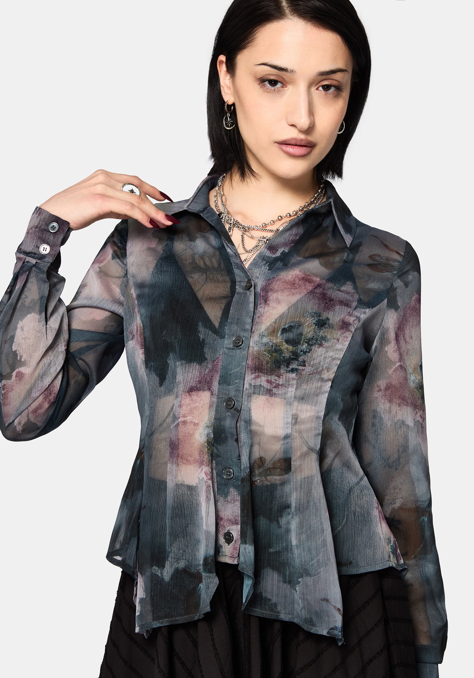 Ophelie Chiffon Printed Cinch Shirt – Disturbia