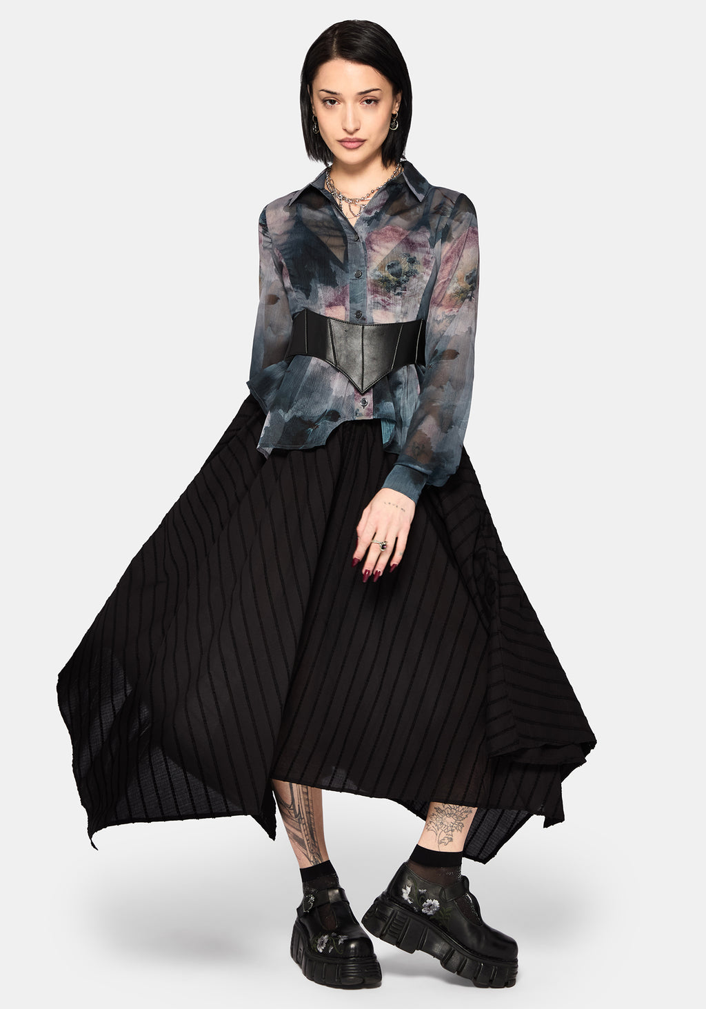 Ophelie Chiffon Printed Cinch Shirt – Disturbia